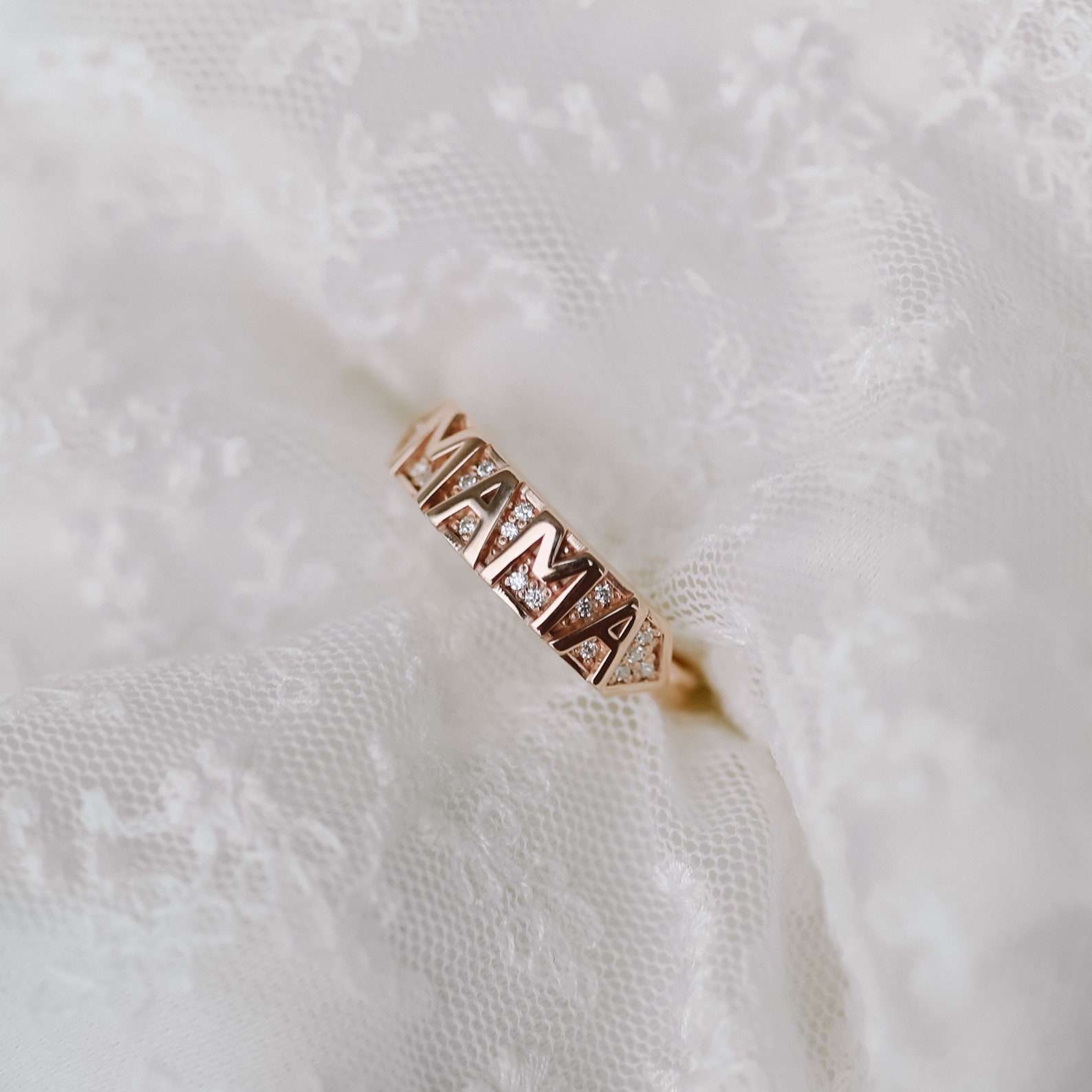 Mama ring diamond ring ringband stackable ring silver | Etsy