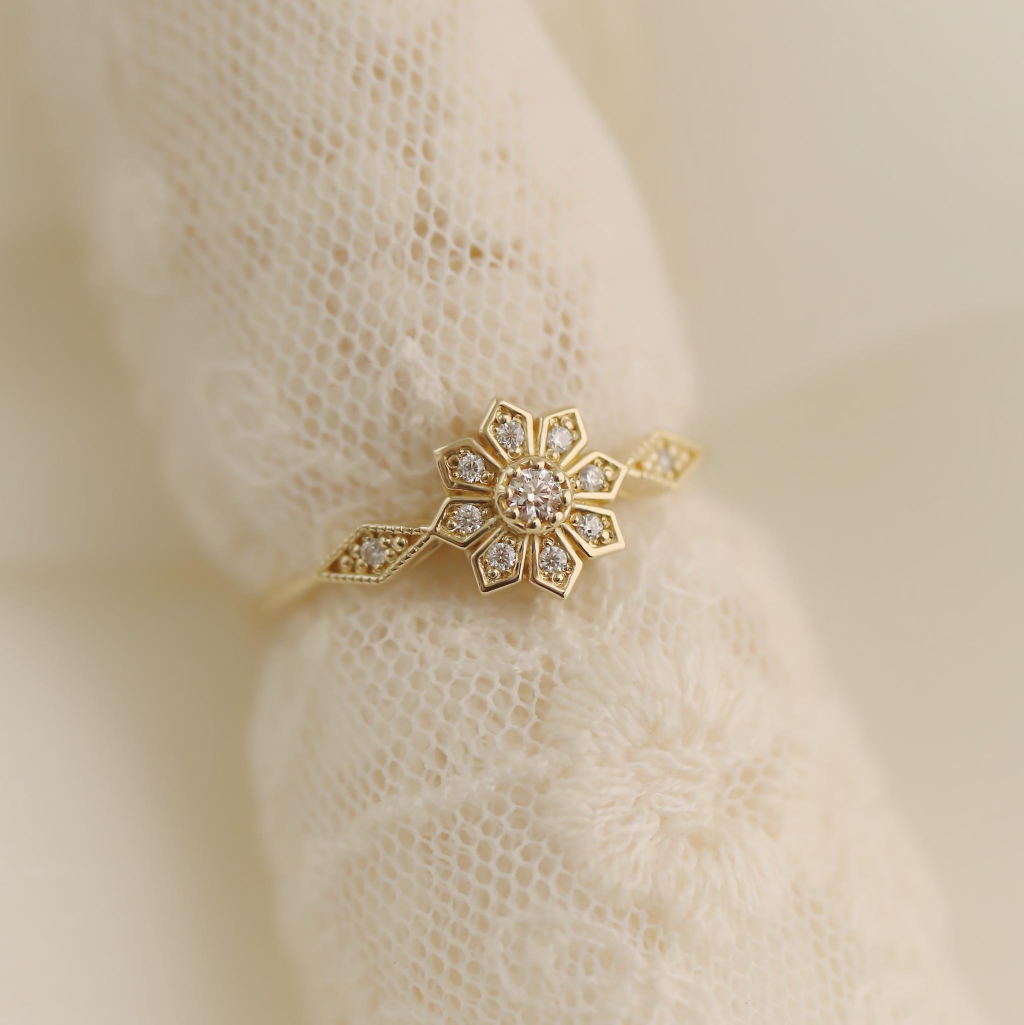 Edelweiss Ring, Engagement Ring, Wedding Ring, Gold Ring, Bridal Ring ...
