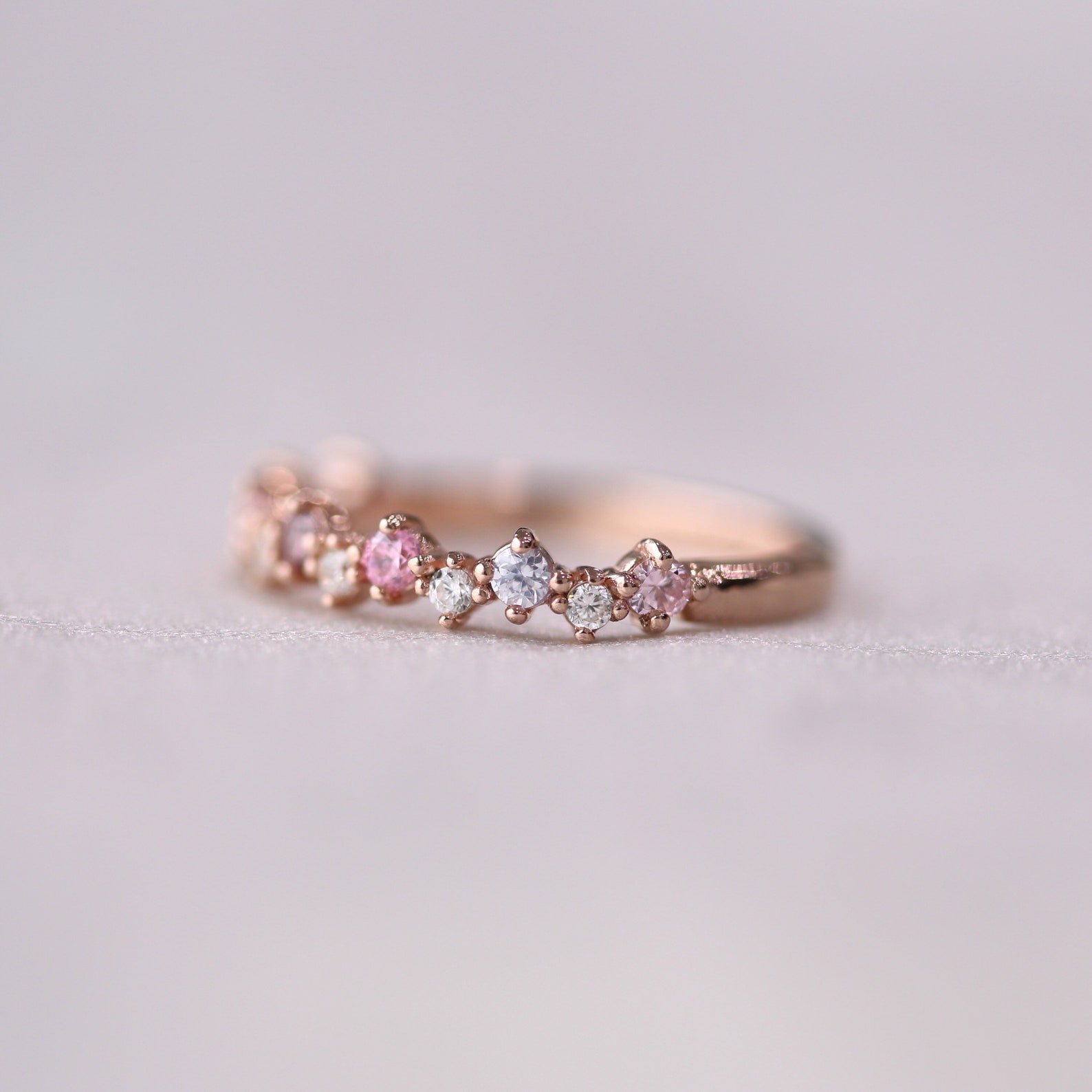 Dreamy Pink Sky Ring Multistone Ring Stackable Ring Color - Etsy