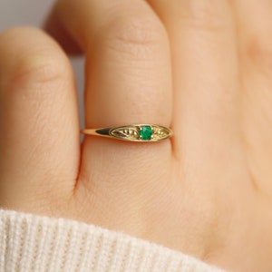 May Birth Ring, Emerald Ring, Gemstone Ring, Lily of the Valley Ring ...