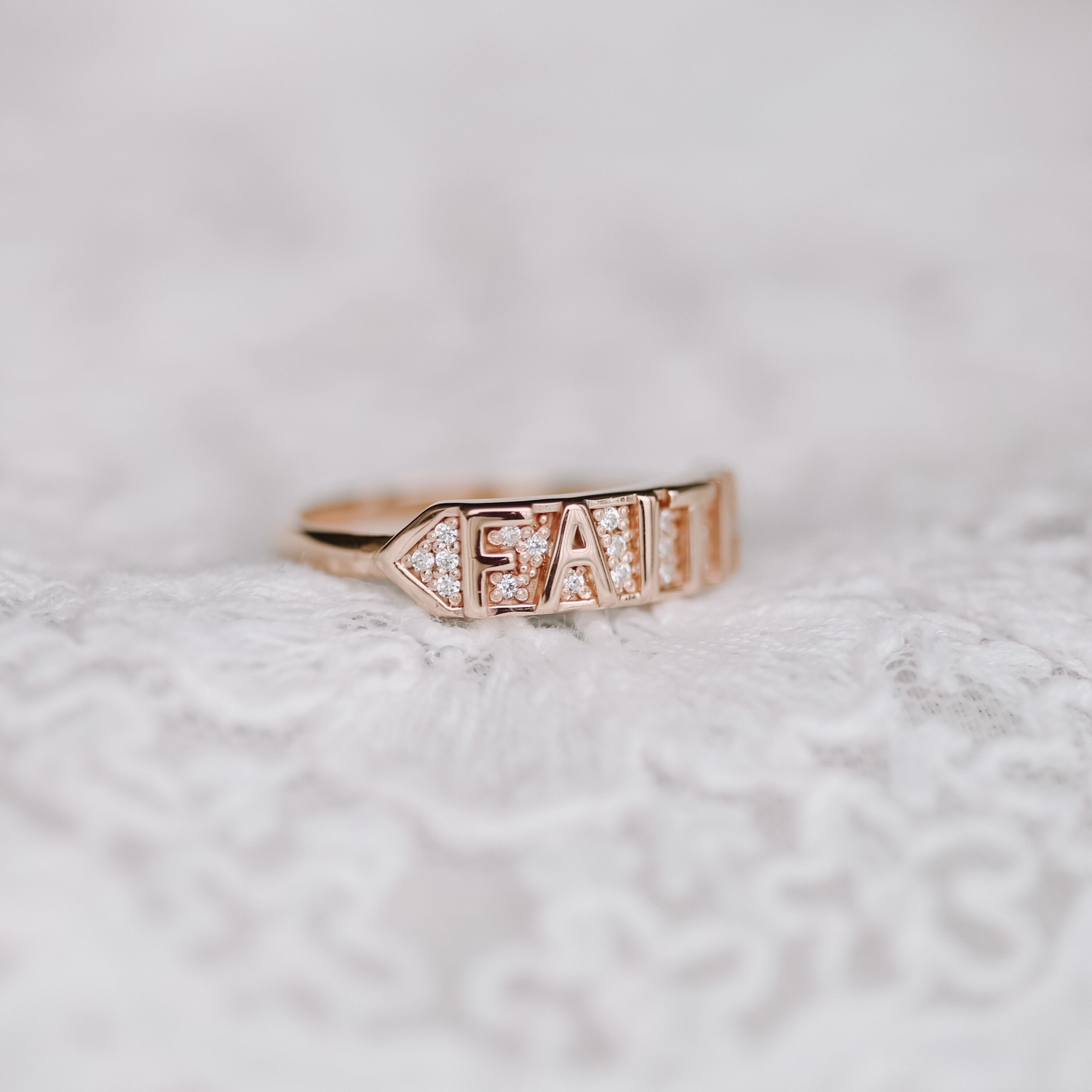 Faith Ring Diamond Ring Ringband Stackable Ring Silver | Etsy