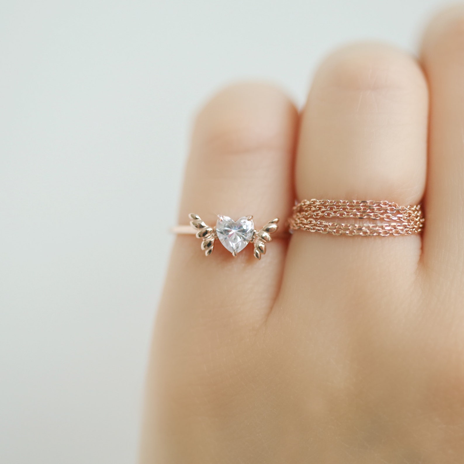 Angel Heart Ring Heart Ring Statement Ring Wing Ring - Etsy