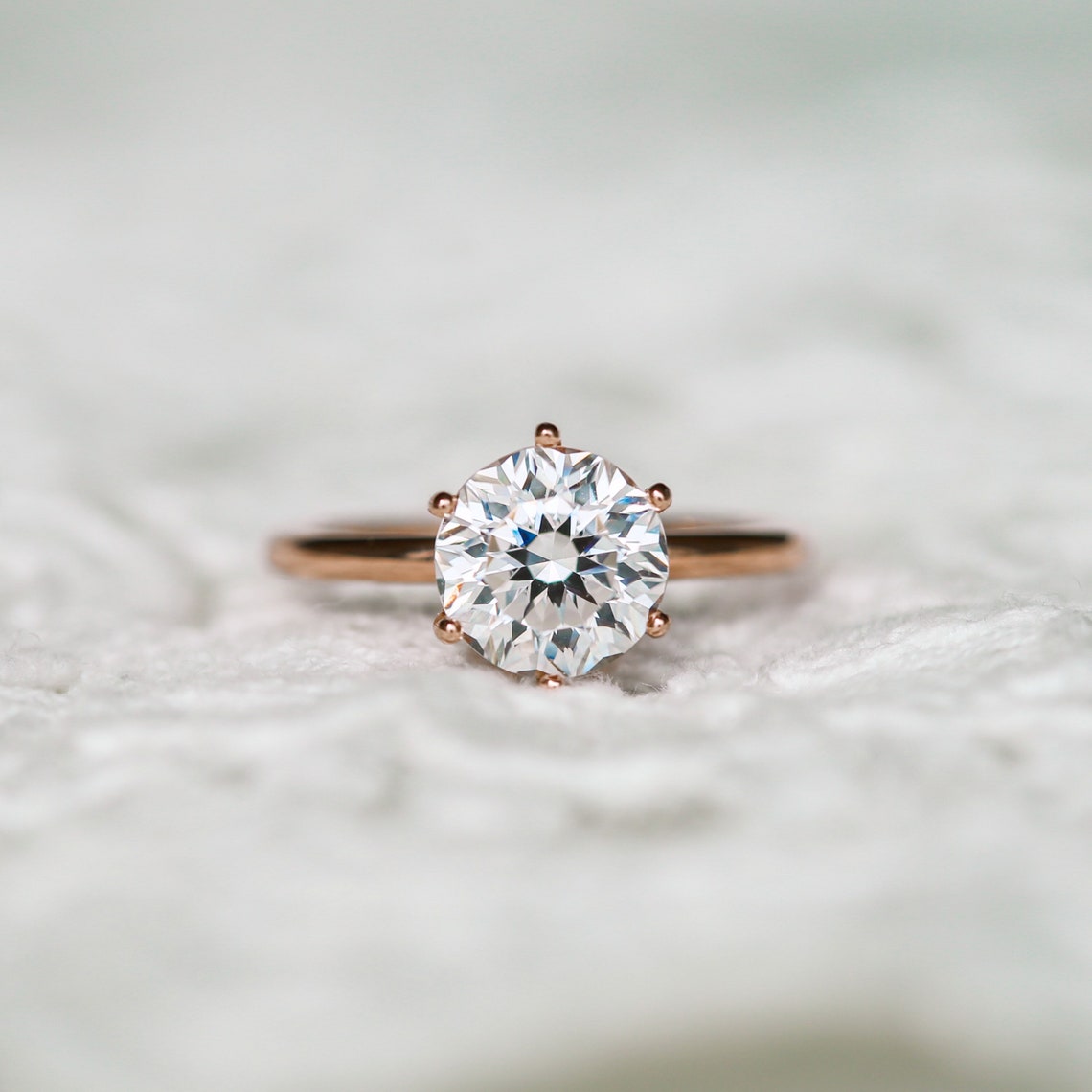 2ct Solitaire Ring Round Solitaire Ring Rosegold Ring - Etsy