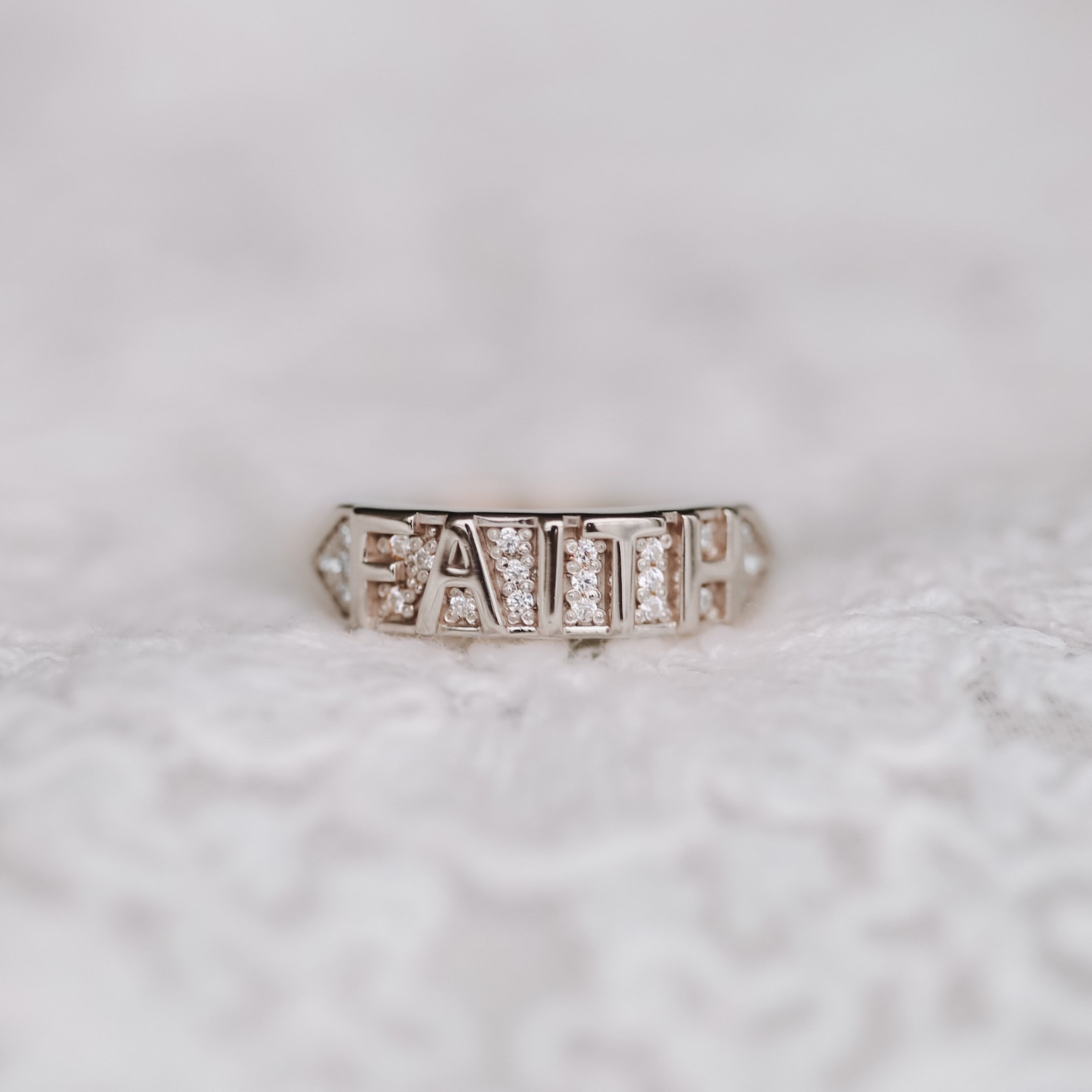 Faith Ring Diamond Ring Ringband Stackable Ring Silver | Etsy