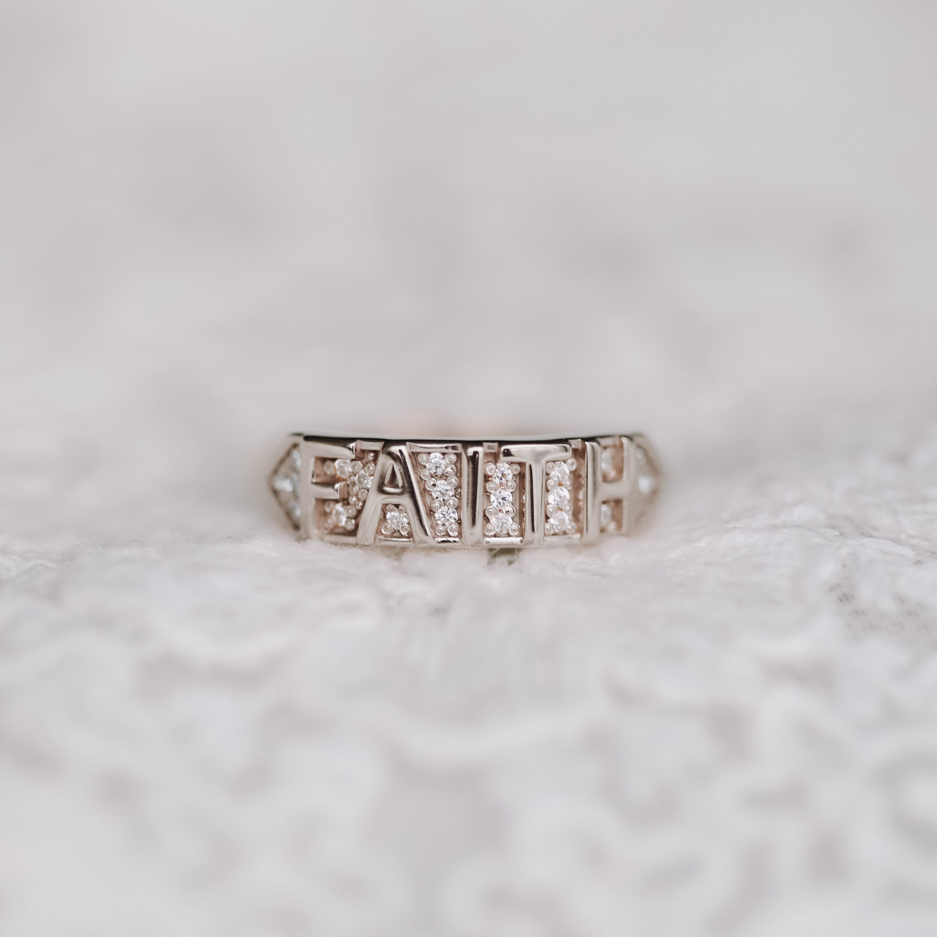 Faith Ring Diamond Ring Ringband Stackable Ring Silver | Etsy
