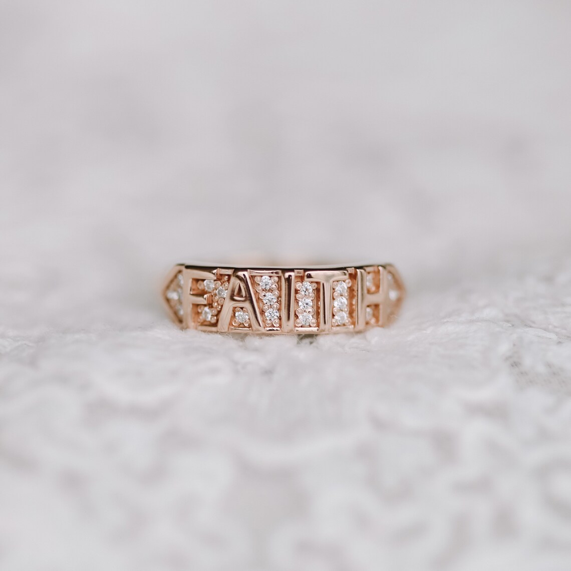 Faith Ring Diamond Ring Ringband Stackable Ring Silver | Etsy