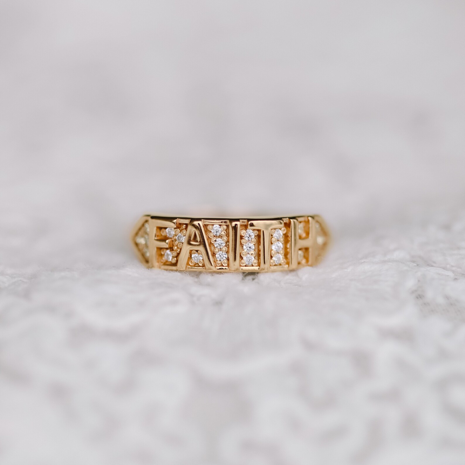 Faith Ring Diamond Ring Ringband Stackable Ring Silver | Etsy