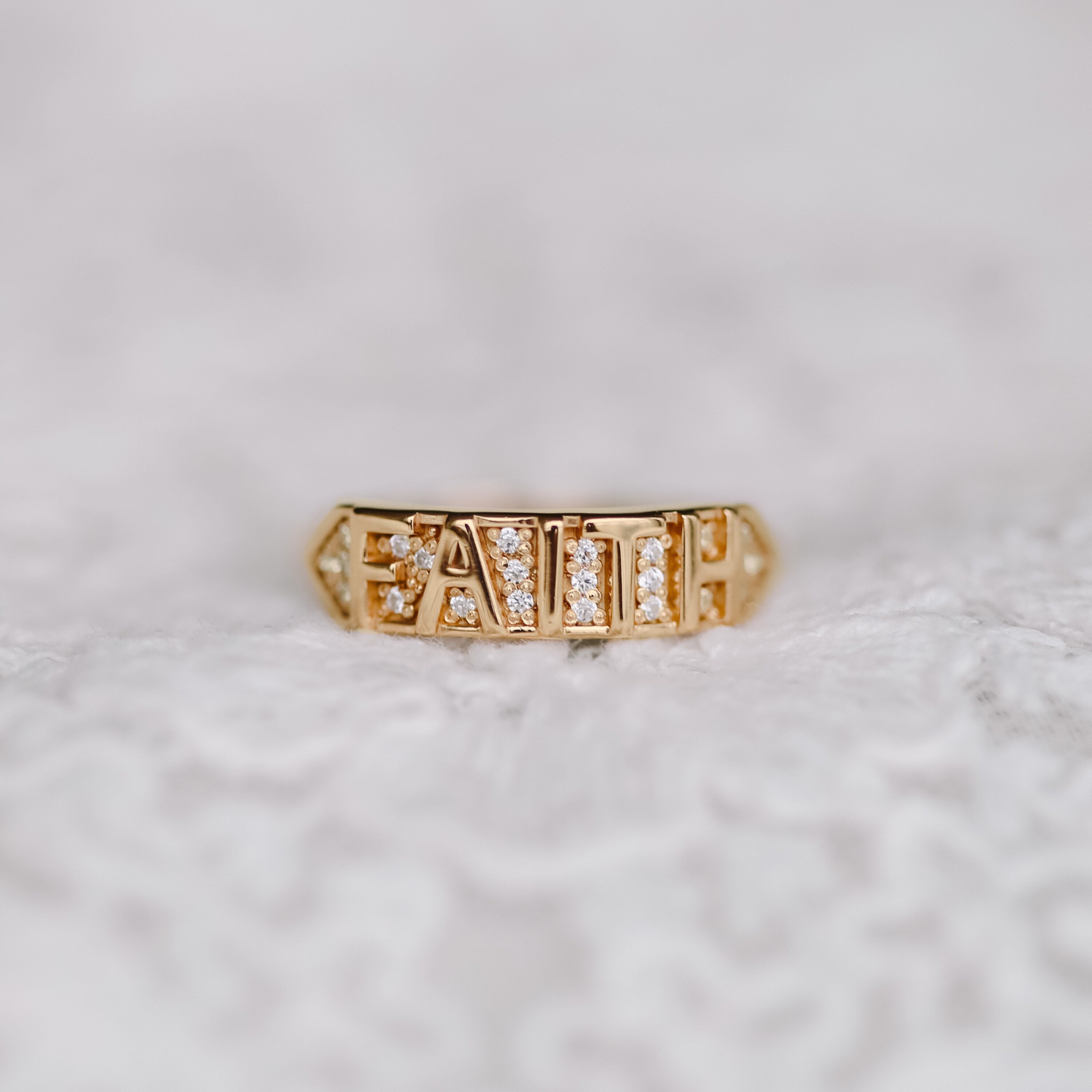 Faith Ring Diamond Ring Ringband Stackable Ring Silver | Etsy