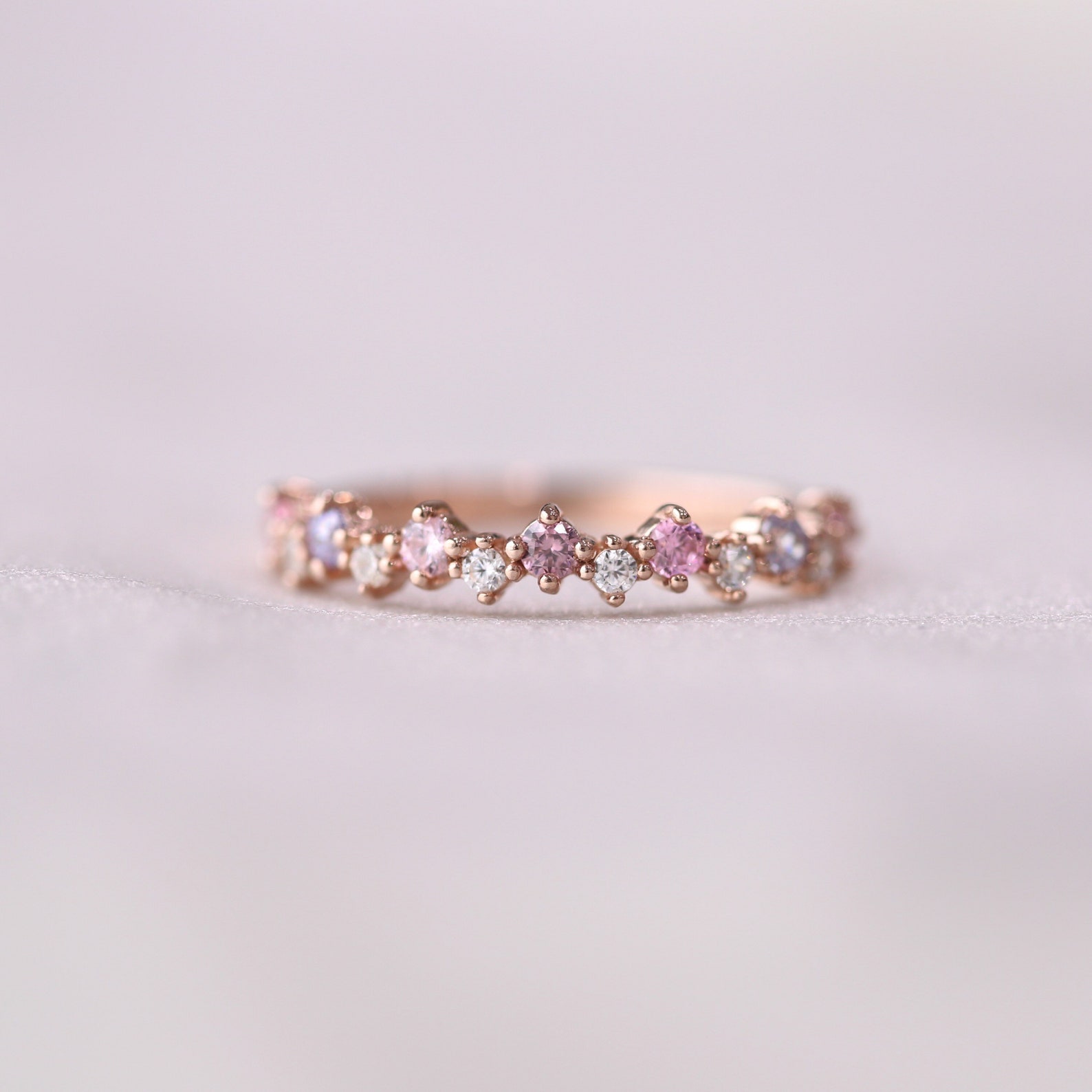 Dreamy Pink Sky Ring Multistone Ring Stackable Ring Color - Etsy