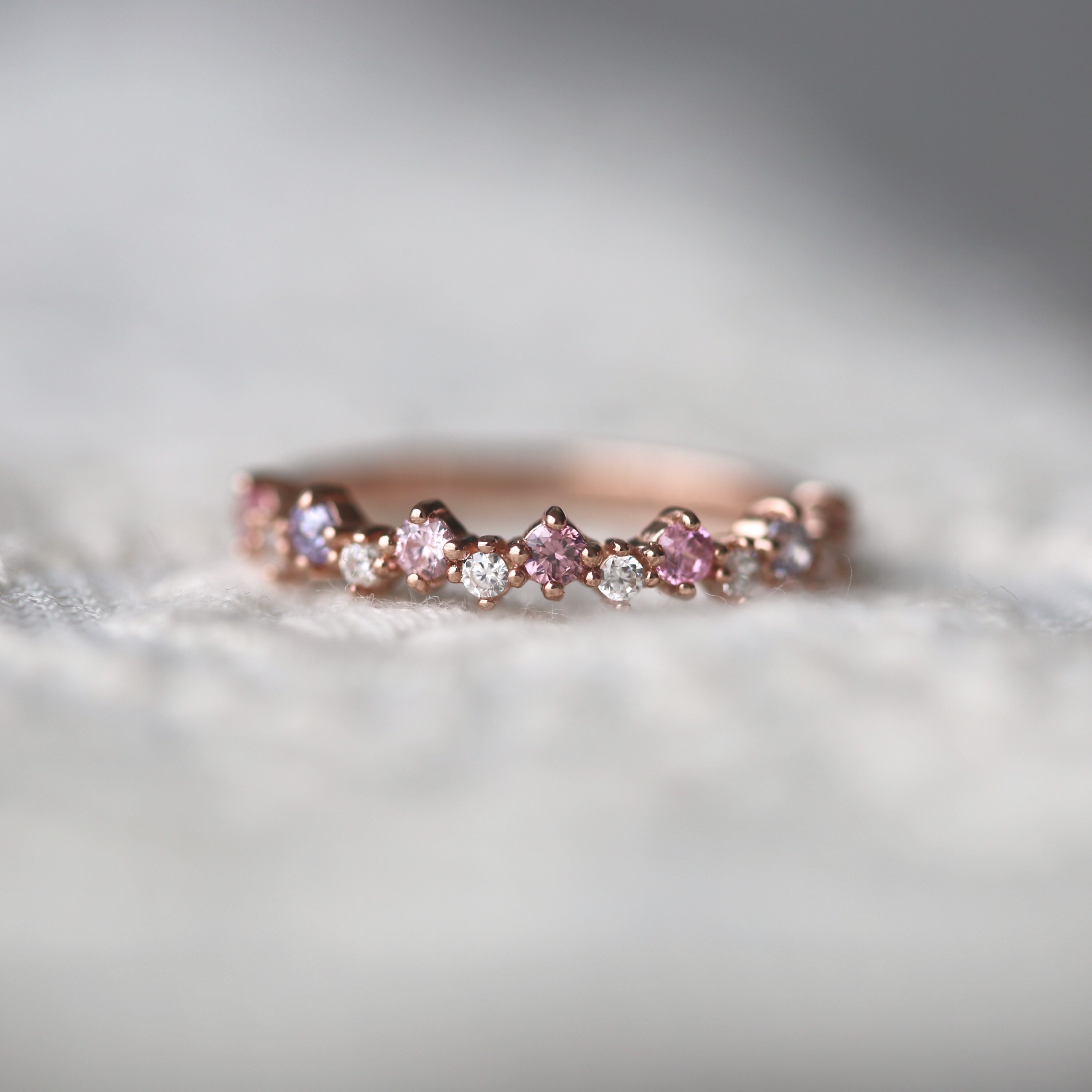 Dreamy Pink Sky Ring Multistone Ring Stackable Ring Color | Etsy