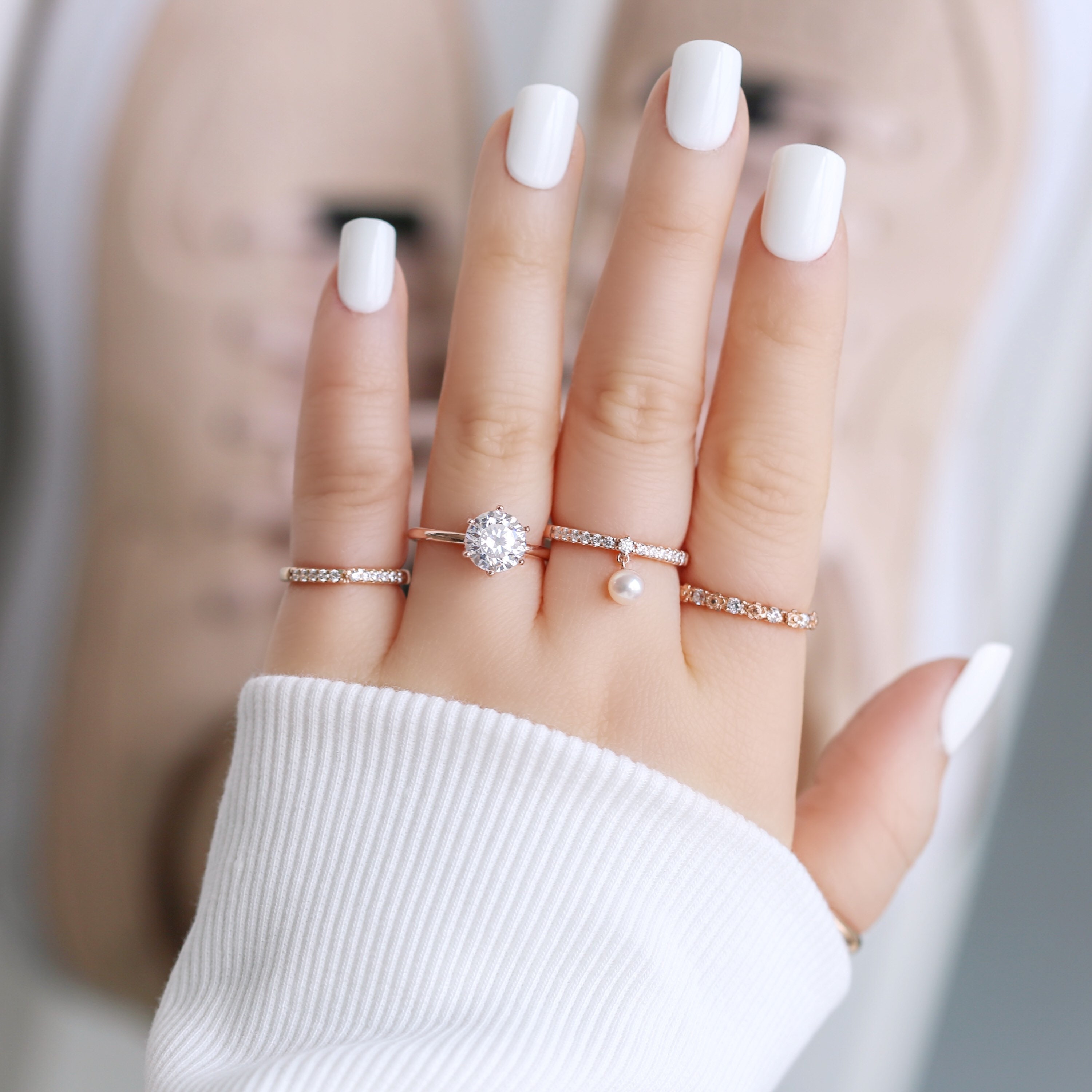 Pearl dangle ring pearl ring stackable ring dangle ring | Etsy