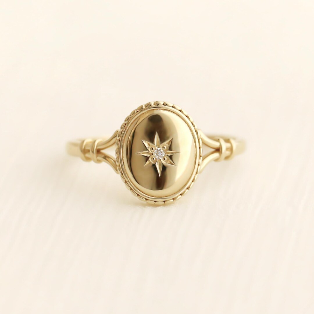 Polaris Ring, Star Ring, Statement Ring, Diamond Ring, Signet Ring ...