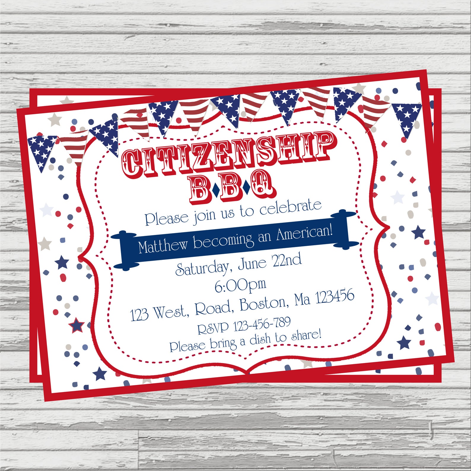 Citizenship/naturalization BBQ Party Invitation - Etsy
