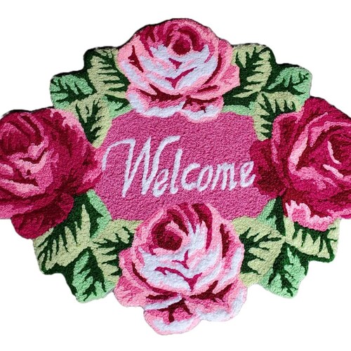 Gorgeous Pink Roses Welcome Handmade/handcrafted Accent - Etsy