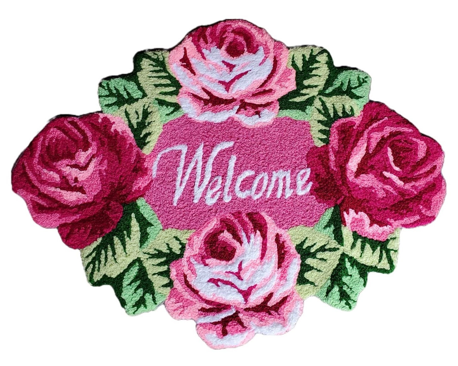 Gorgeous Pink Roses Welcome Handmade/handcrafted Accent Decorative Rugs ...