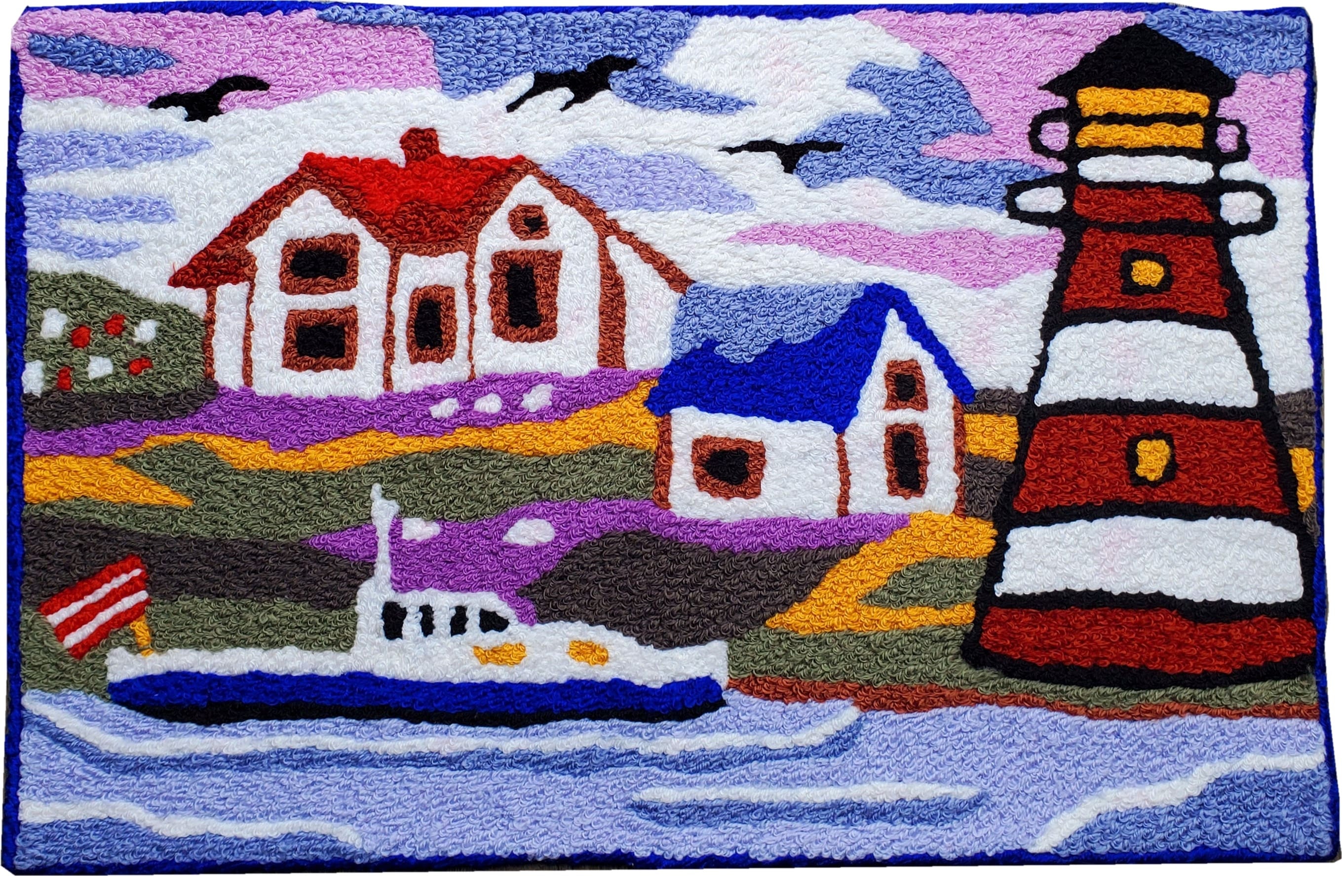 Lighthouse Lake/ocean View With Boat Handmade/handcrafted - Etsy