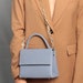 Pigeon Blue Handbag With Chain and Strap, Modern Baby Blue Leather Bag ...