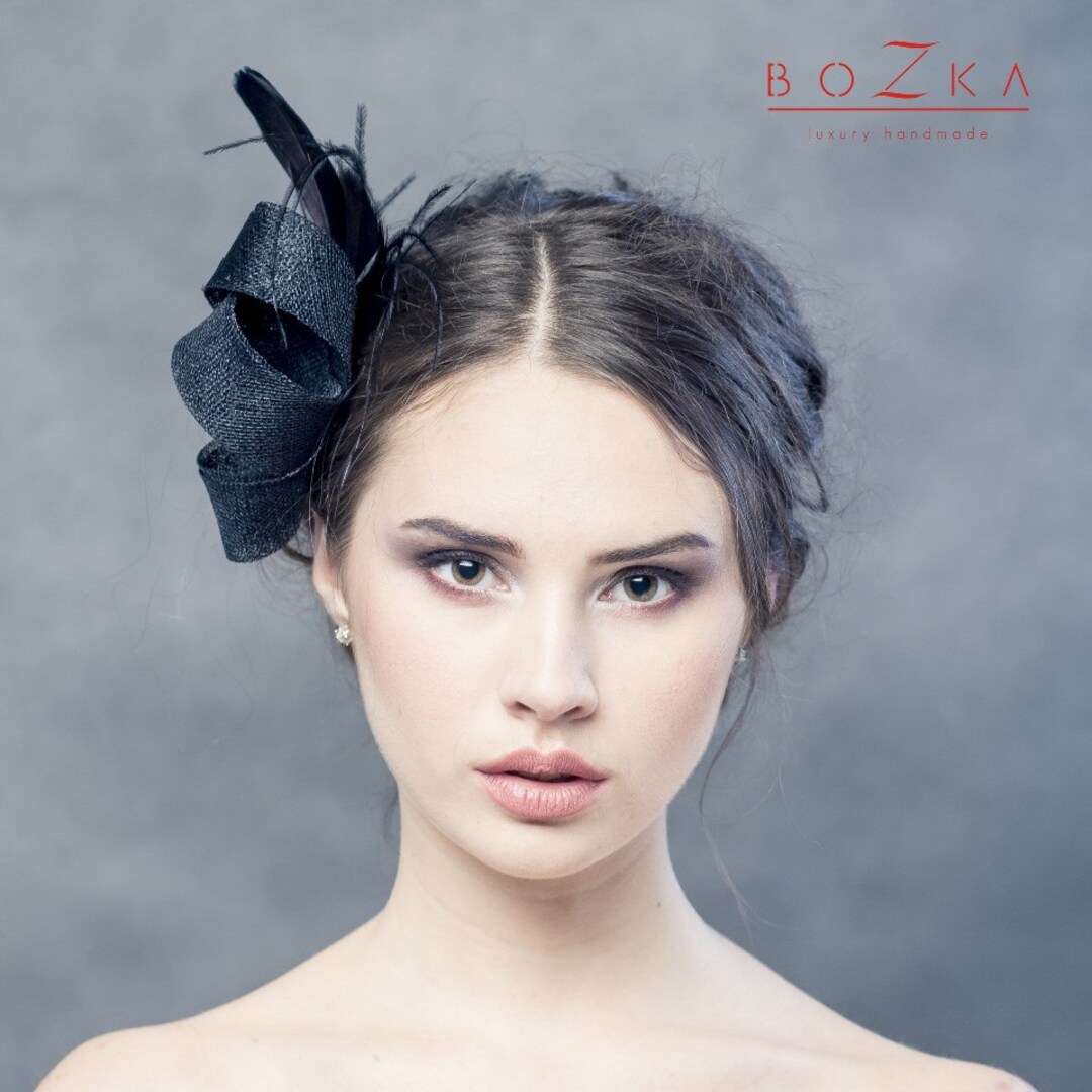 Black Modern Fascinator With Feathers Party Black Headpiece - Etsy