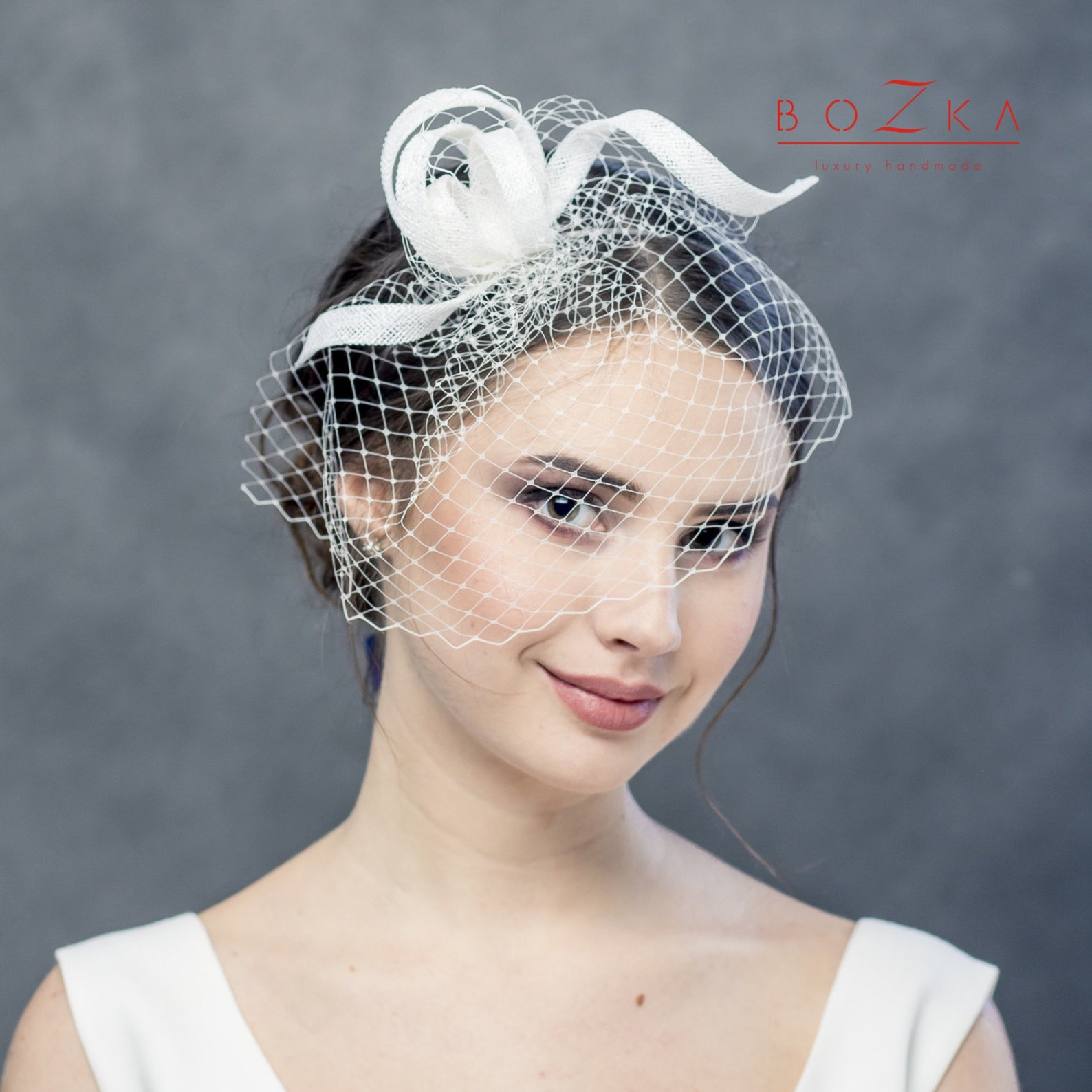 Modern Curly Wedding Fascinator With Small Bow and Delicate - Etsy