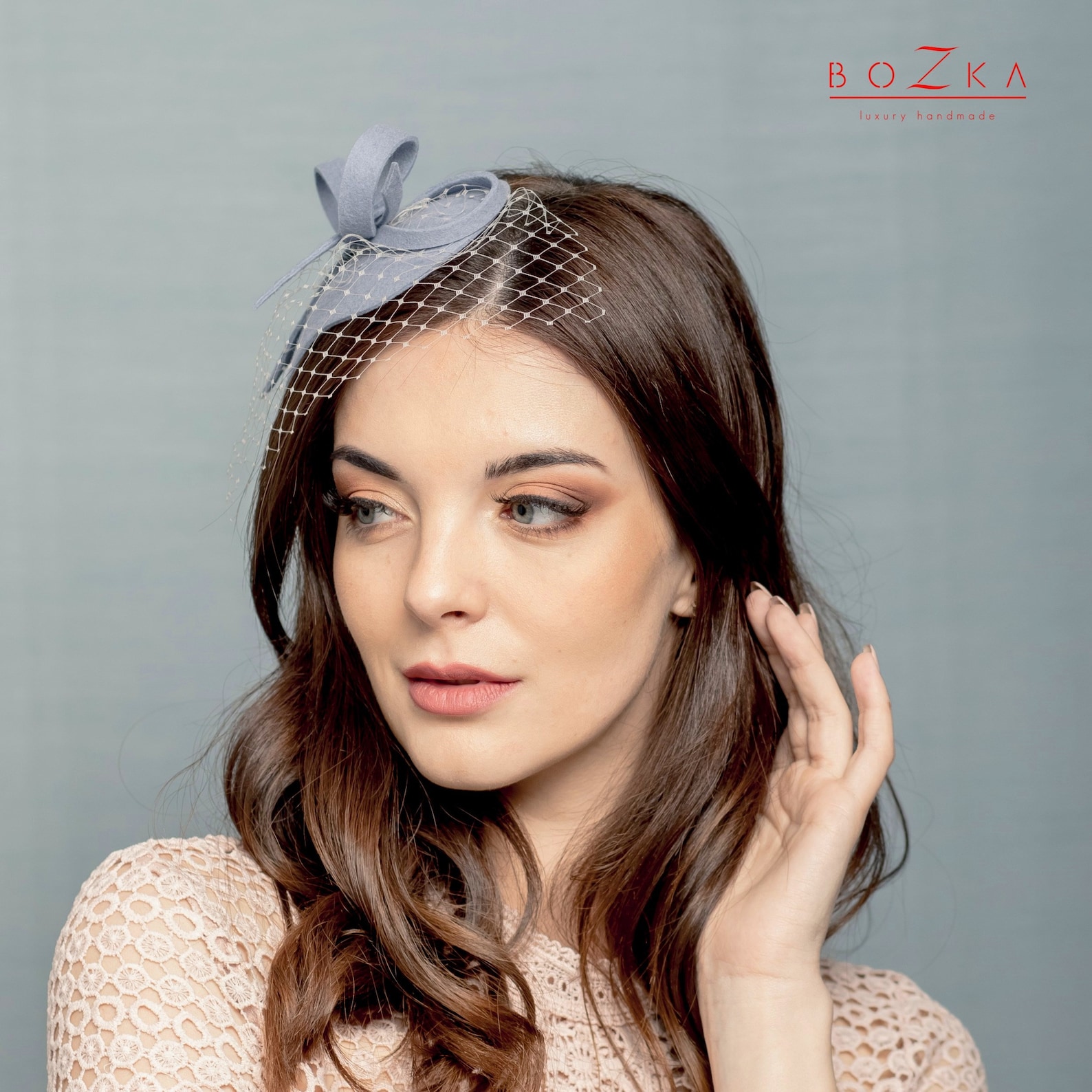 Light Blue Wool Felt Fascinator With Bow and Netting Pigeon - Etsy