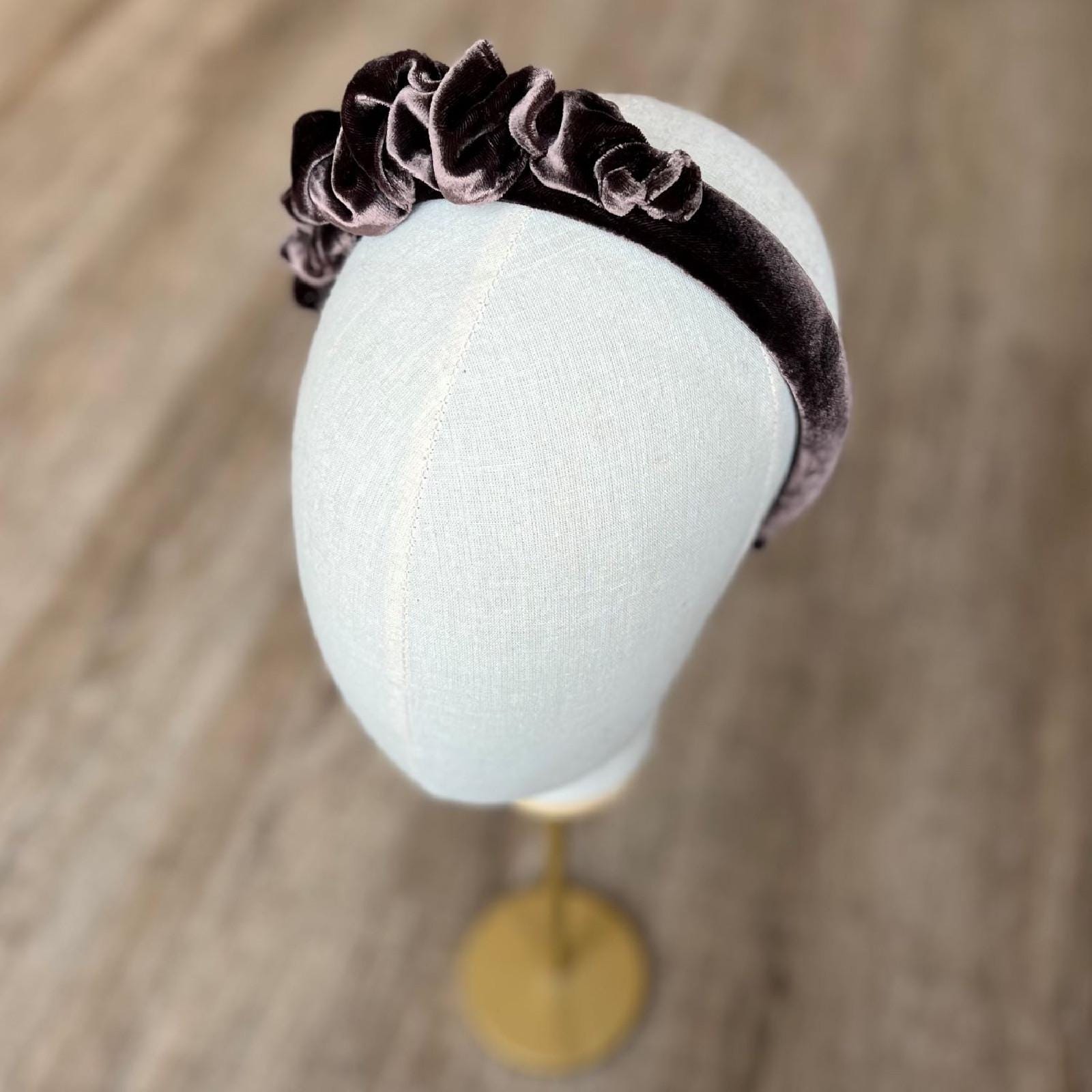 Taupe Velvet Puffy Headband With Decoration, Taupe Colour Alice Band ...