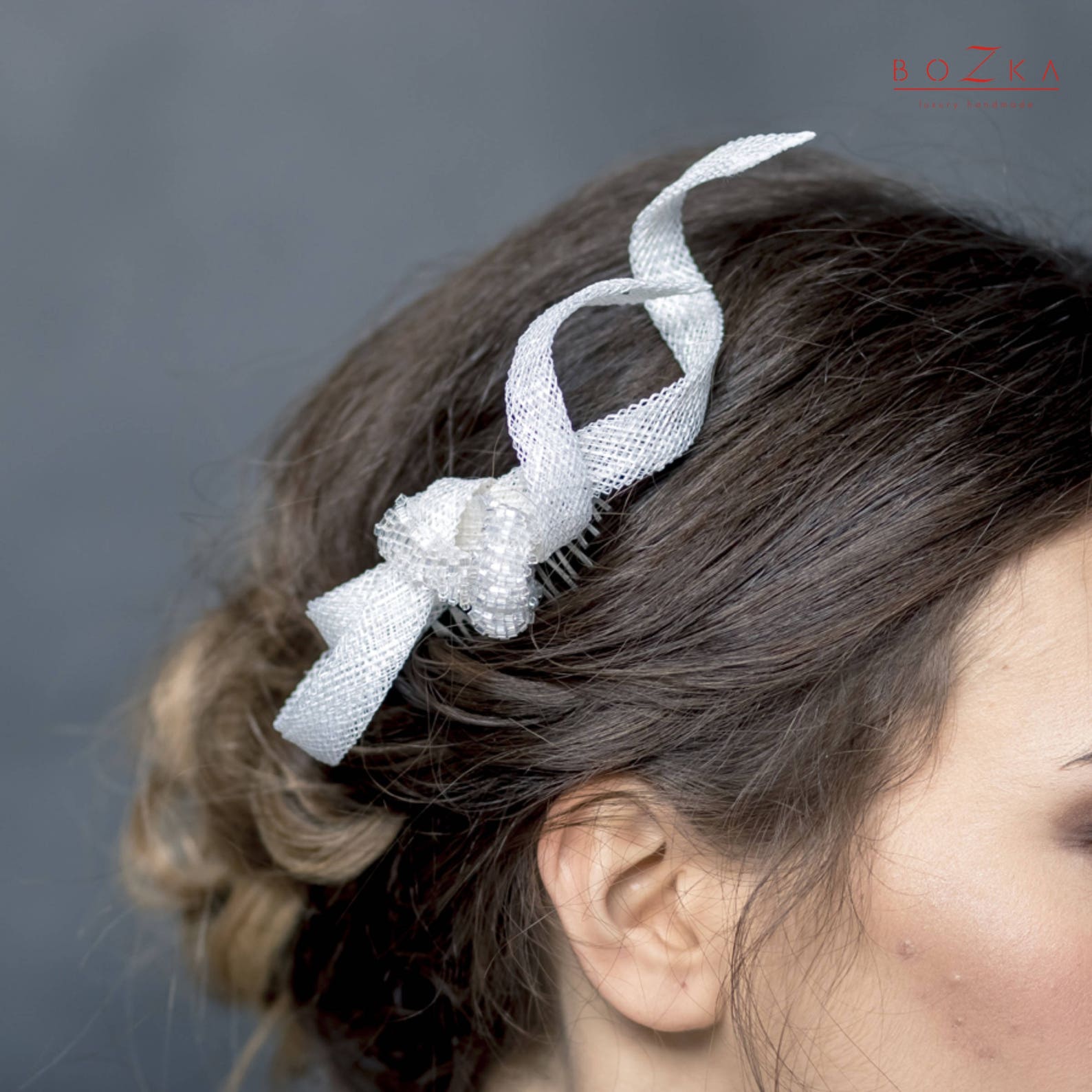 Modern Curly Wedding Fascinator With Small Glass Beads | Etsy