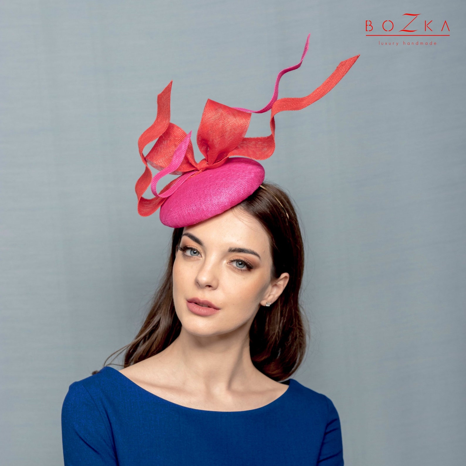 Crazy Derby Hat in Red and Fuchsia Color, Beret With Big Bow, Unique ...
