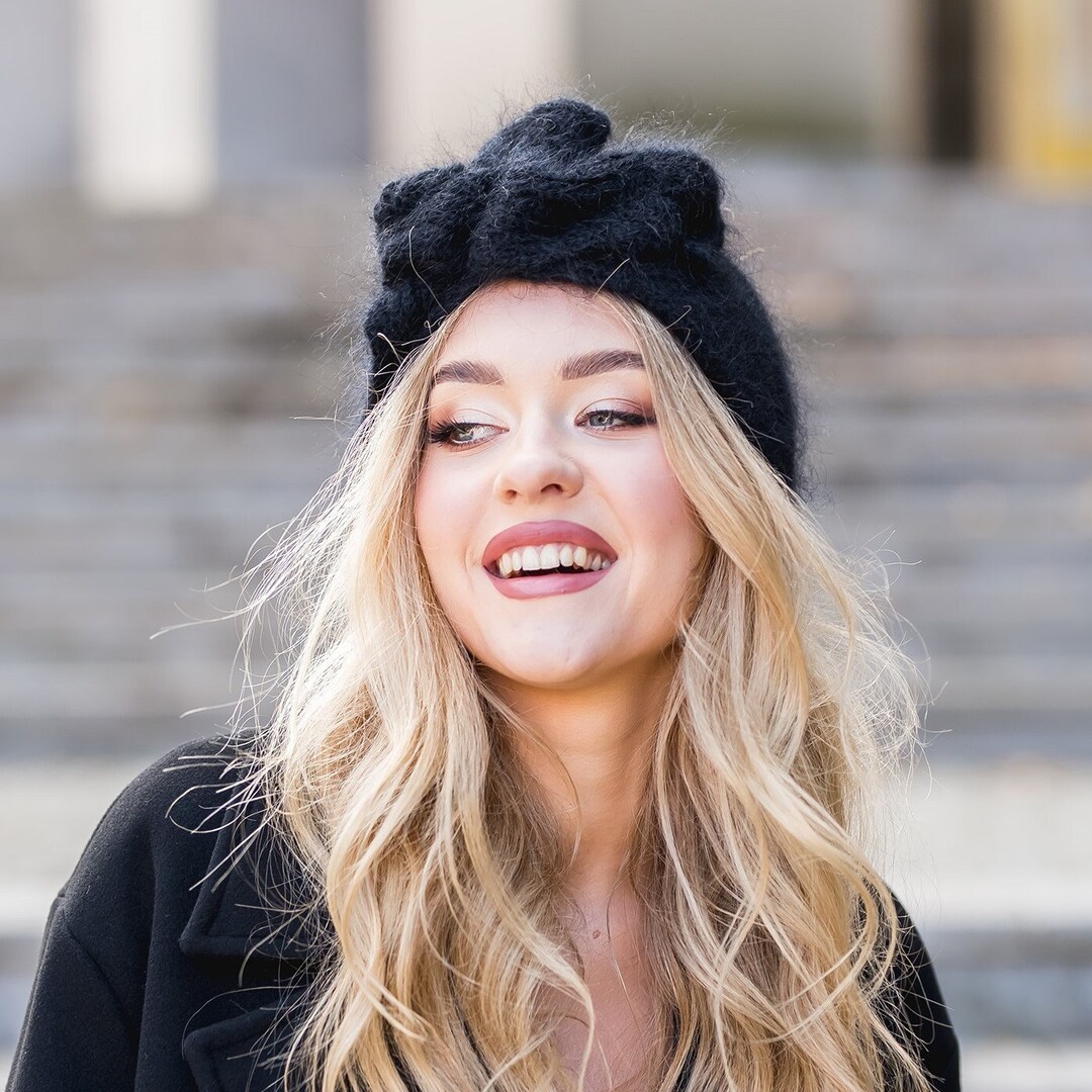Black Mohair Winter Half- Turban Hat, Alpaca Knitted Headband, Fall ...