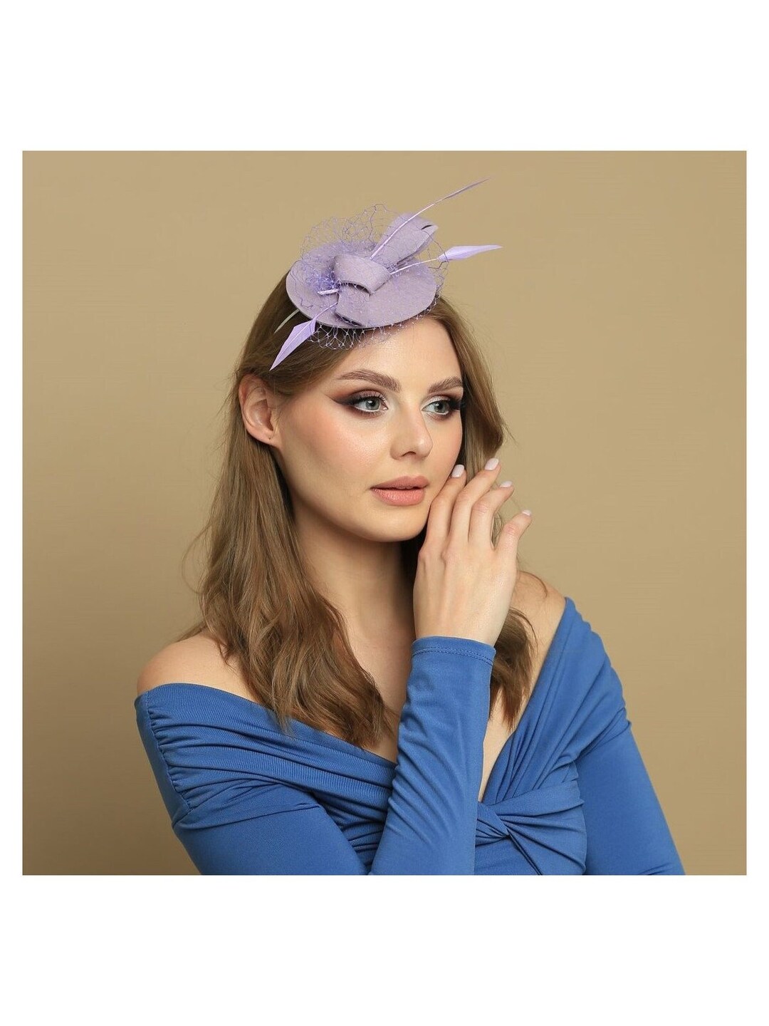 Purple Lilac Small Hat With Modern Bow and Piece of Netting and ...