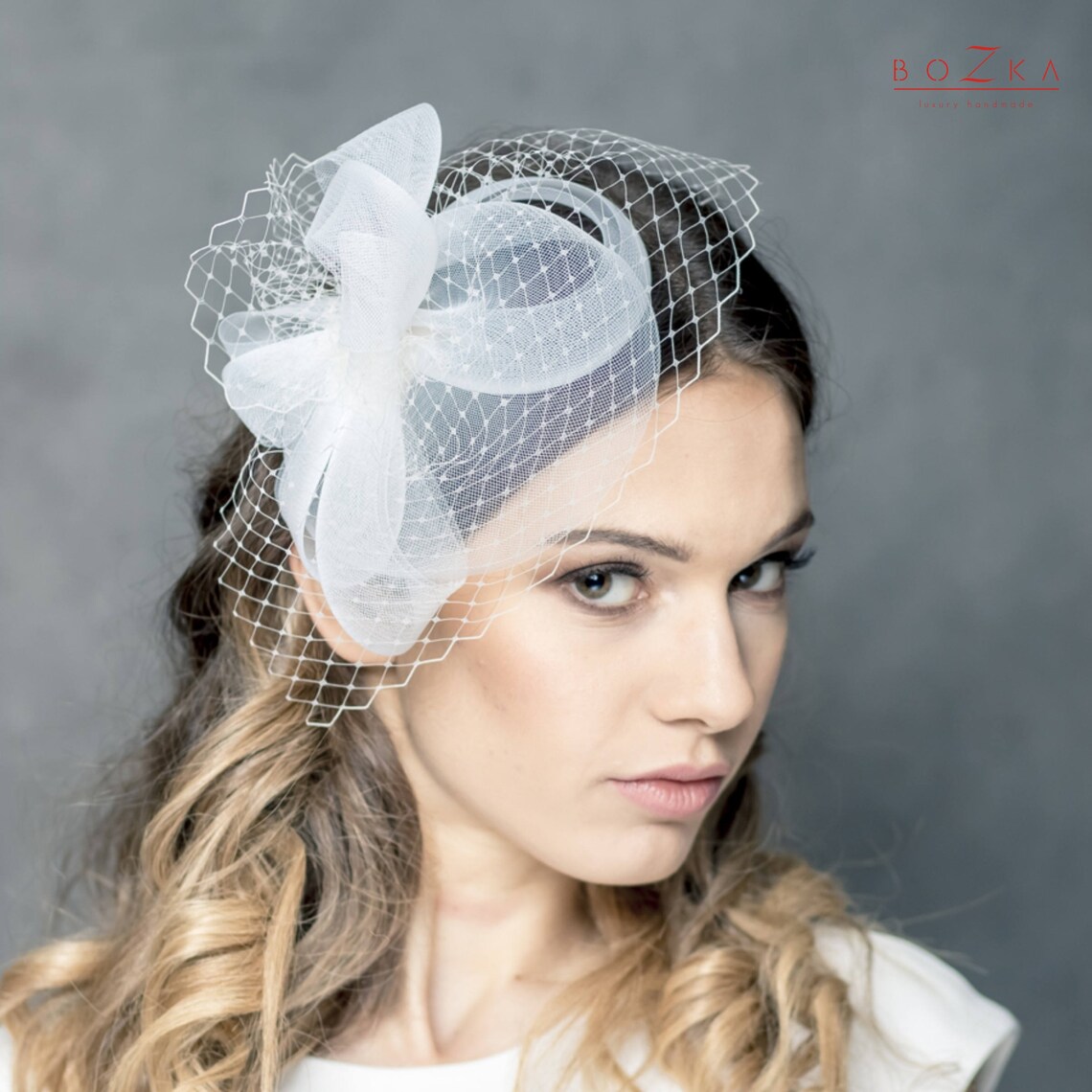 Crin Wedding Headpiece With French Veiling and Bow Bridal | Etsy