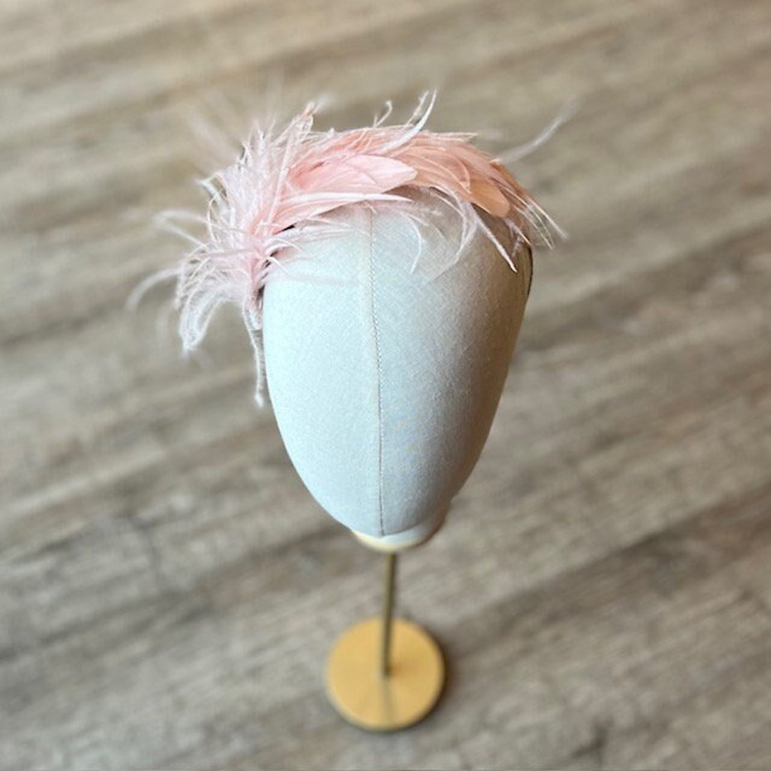 Powder Pink Headband With Feathers and Beads, Light Pink Swan Type ...