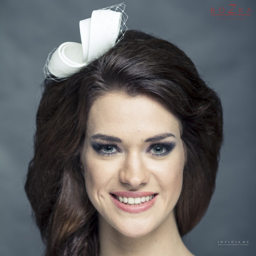 Silk Modern Bridal Fascinator With Veiling, Small Wedding Headpiece ...