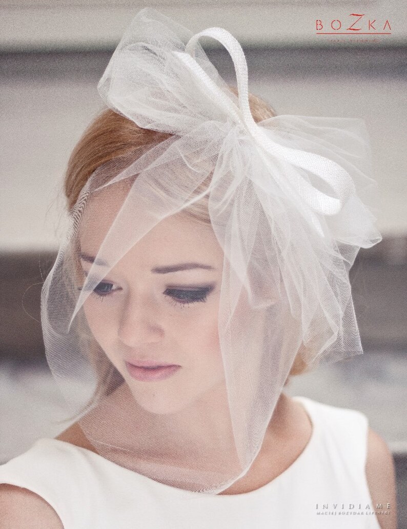 Short Veil With Double Bow Wedding Veil Veiling Big Bow - Etsy