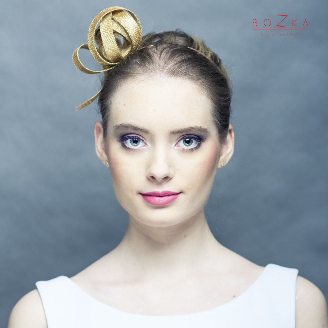 Modern Fascinator , Gold Fascinator, Small Gold Fascinator, Golden ...