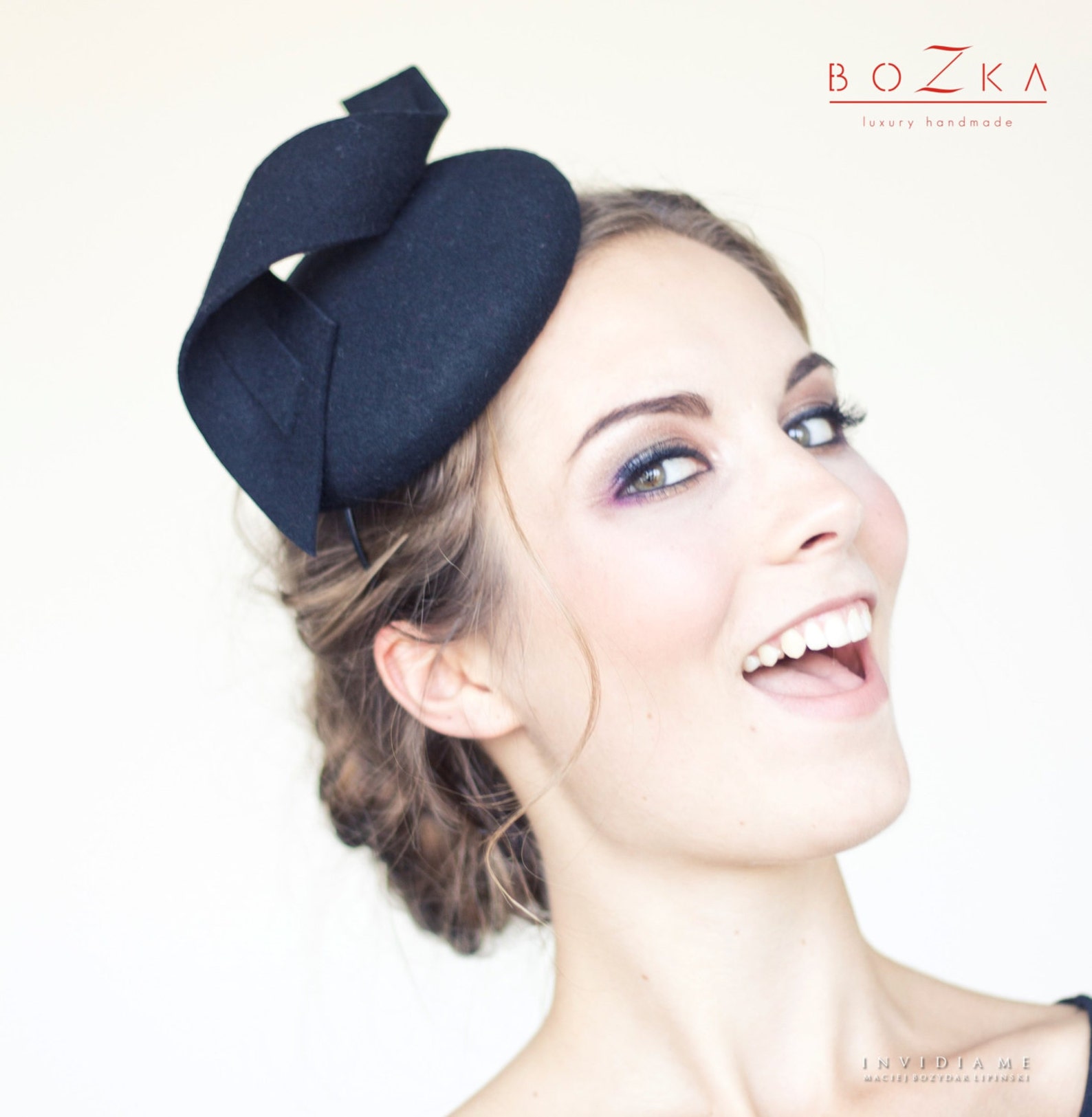 Black Wool Felt Pill Box Hat , Modern Pill Box Hat, Race Hat, Small ...