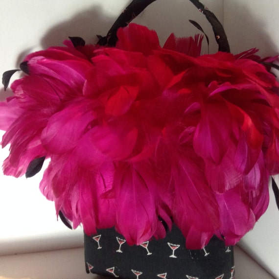 Vintage Fuchsia Feather Purse - Gem