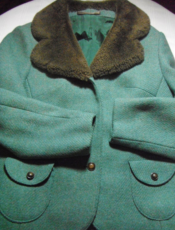 Vintage Wool Jacket w/ Faux Fur Collar - Gem