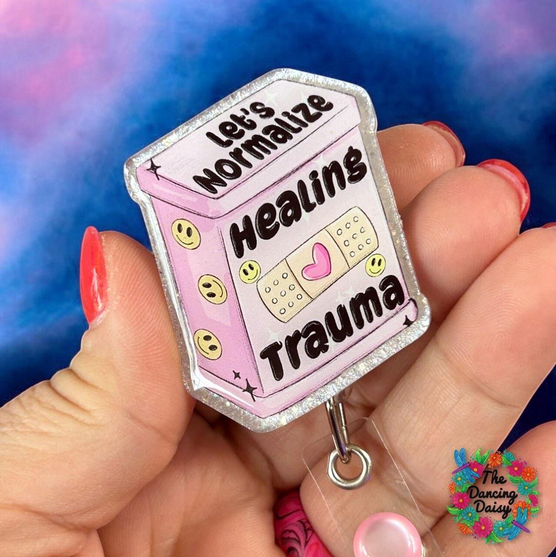 NORMALIZE HEALING TRAUMA - Band Aids - Custom Mental Health Badge Reel ...