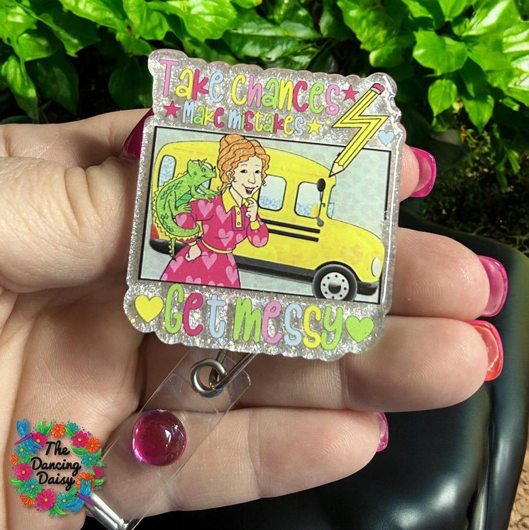 MRS. FRIZZLE - Get Messy Badge Reel W/ Bus - Teaching - Etsy