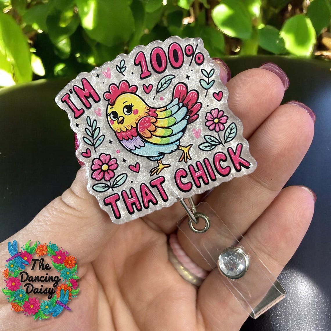 100 % THAT CHICK - Chicken Fun - Custom Funny Badge Reel - Etsy