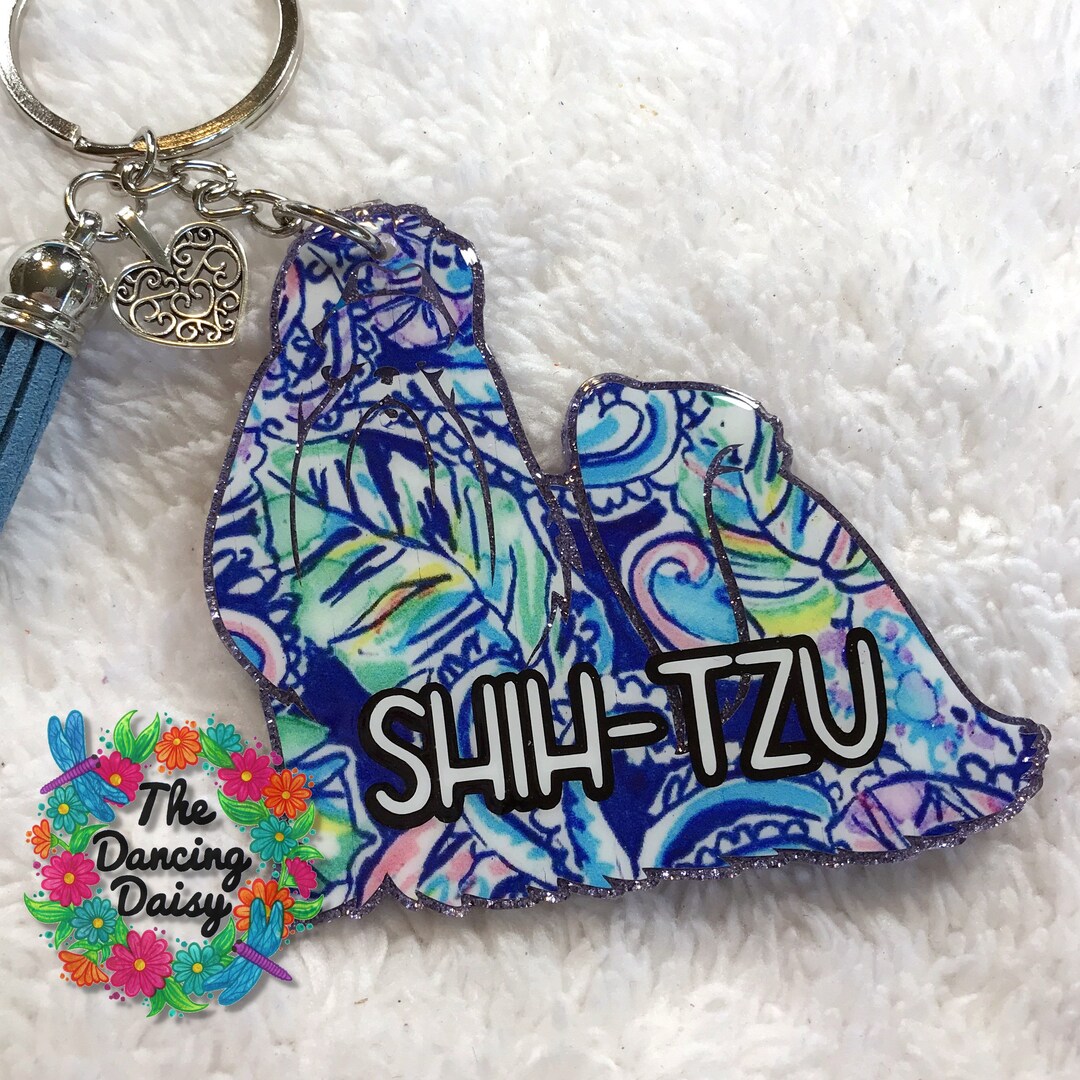 Shih Tzu Long Hair Custom Acrylic Dog Keychain - Etsy