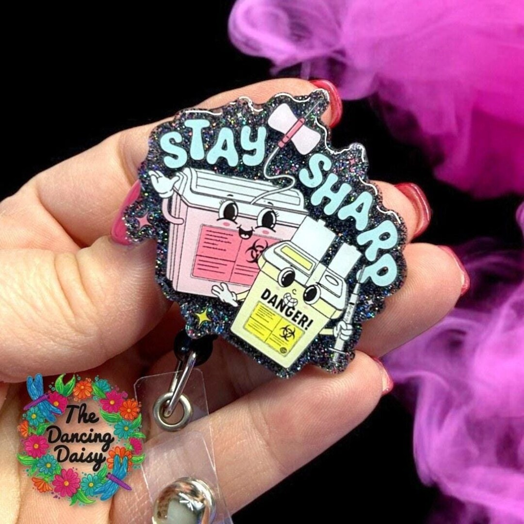 STAY SHARP - Sharps Containers - Phlebotomy Blood Custom Badge Reel - Etsy