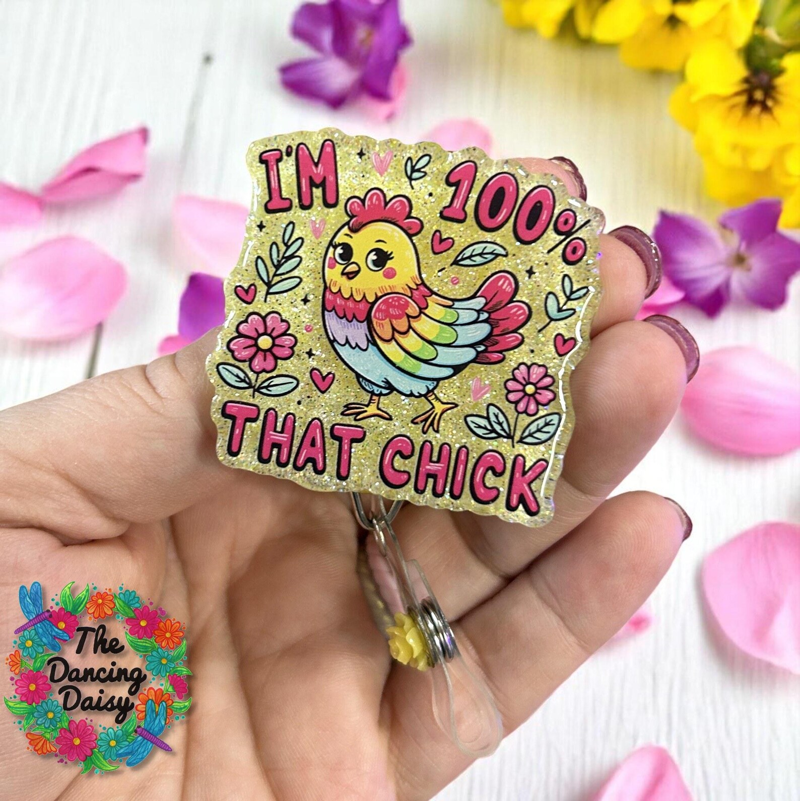 100 % THAT CHICK - Chicken Fun - Custom Funny Badge Reel - Etsy