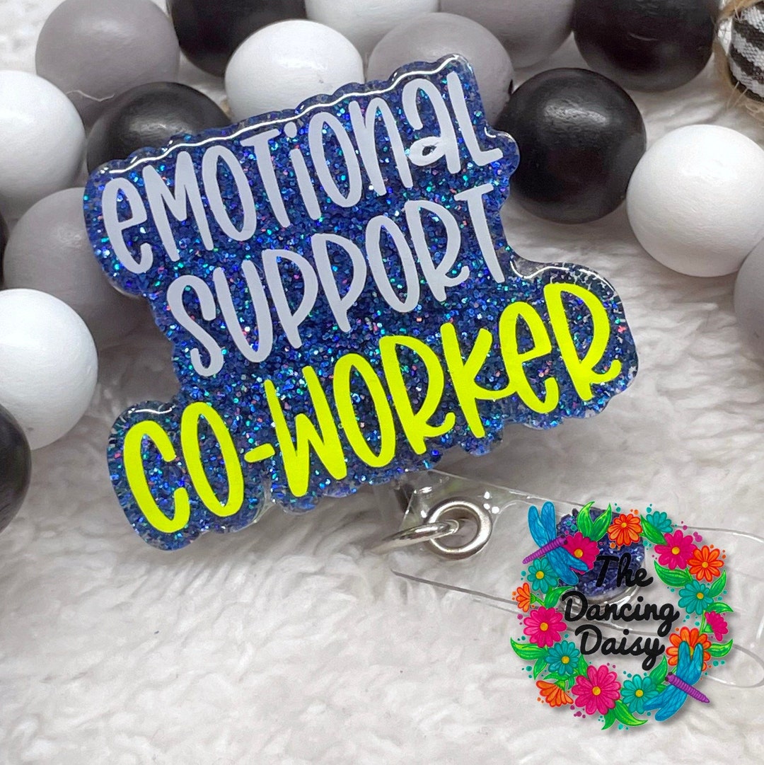 Emotional Support Co-worker Badge Reel - Etsy