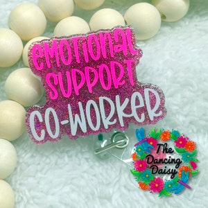 Emotional Support Co-worker Badge Reel - Etsy