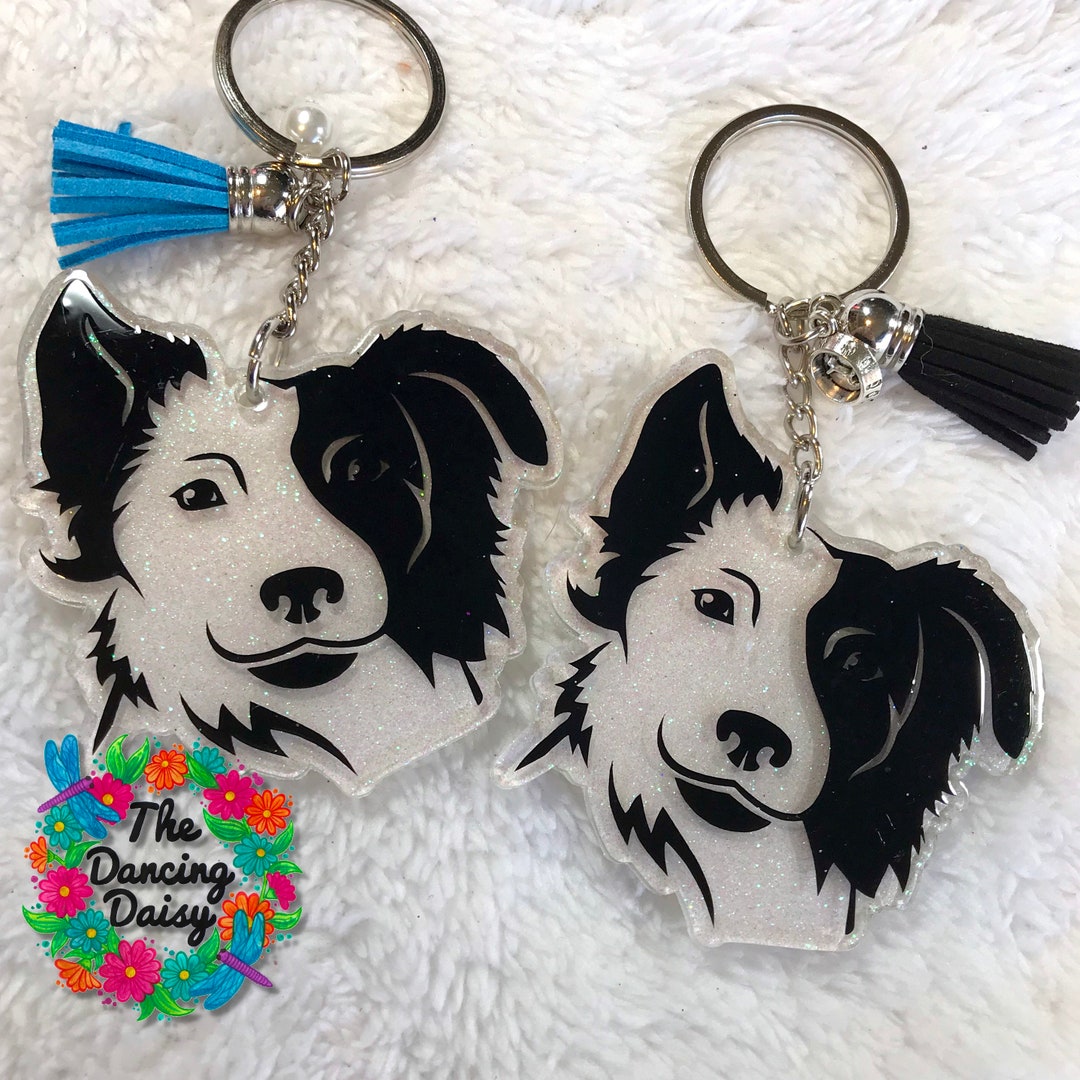 Border Collie Face Dog Acrylic Keychain - Etsy