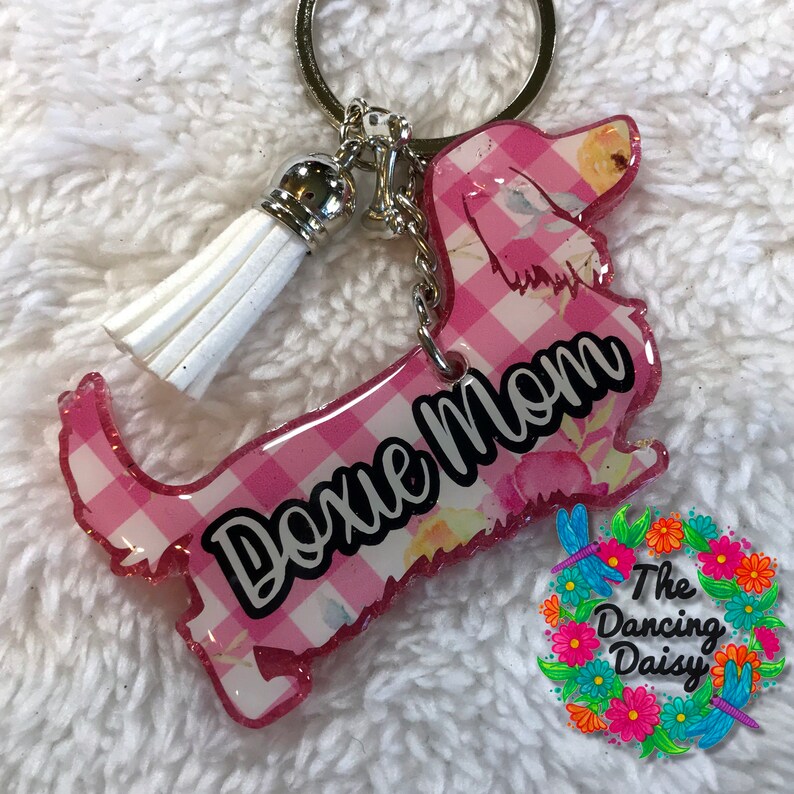 Dachshund Long Haired Dog Acrylic Keychain - Etsy