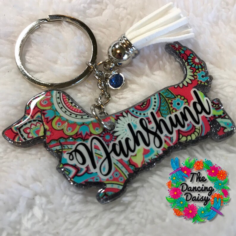 Dachshund Long Haired Dog Acrylic Keychain - Etsy