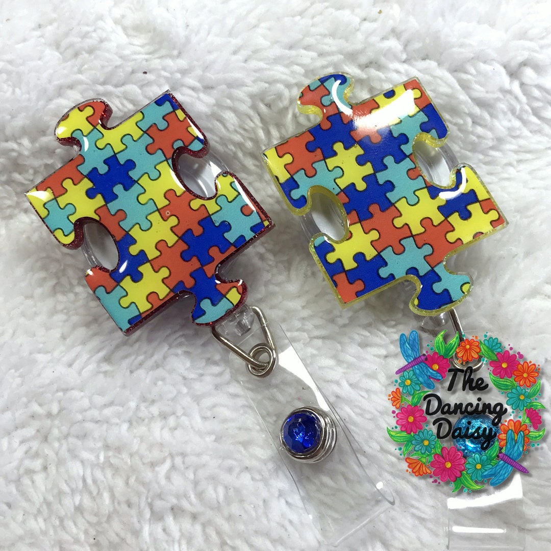 Autism Puzzle Piece Single Badge Reel - Etsy