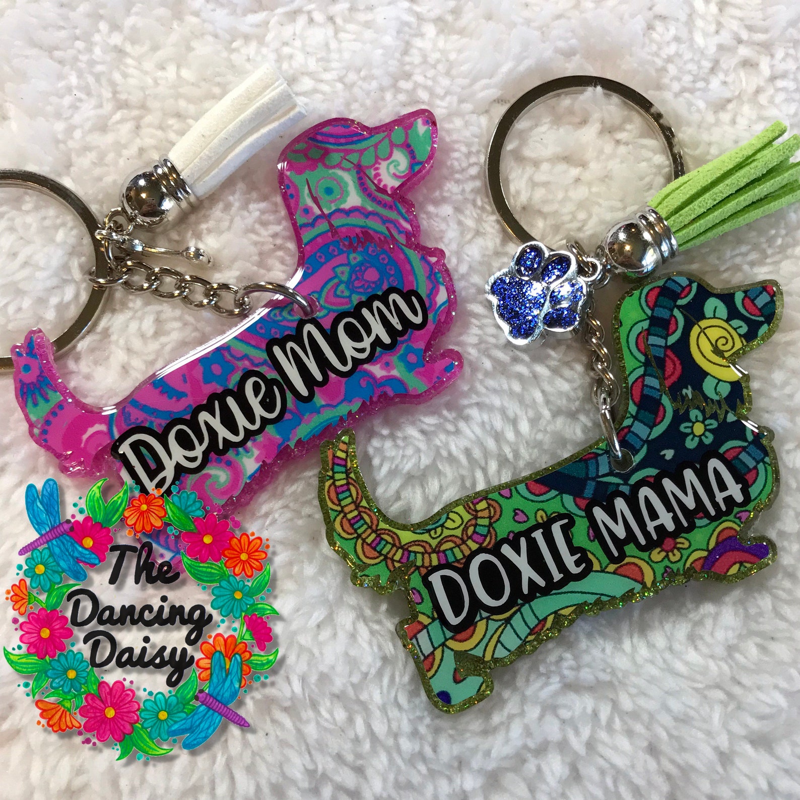 Dachshund Long Haired Dog Acrylic Keychain - Etsy